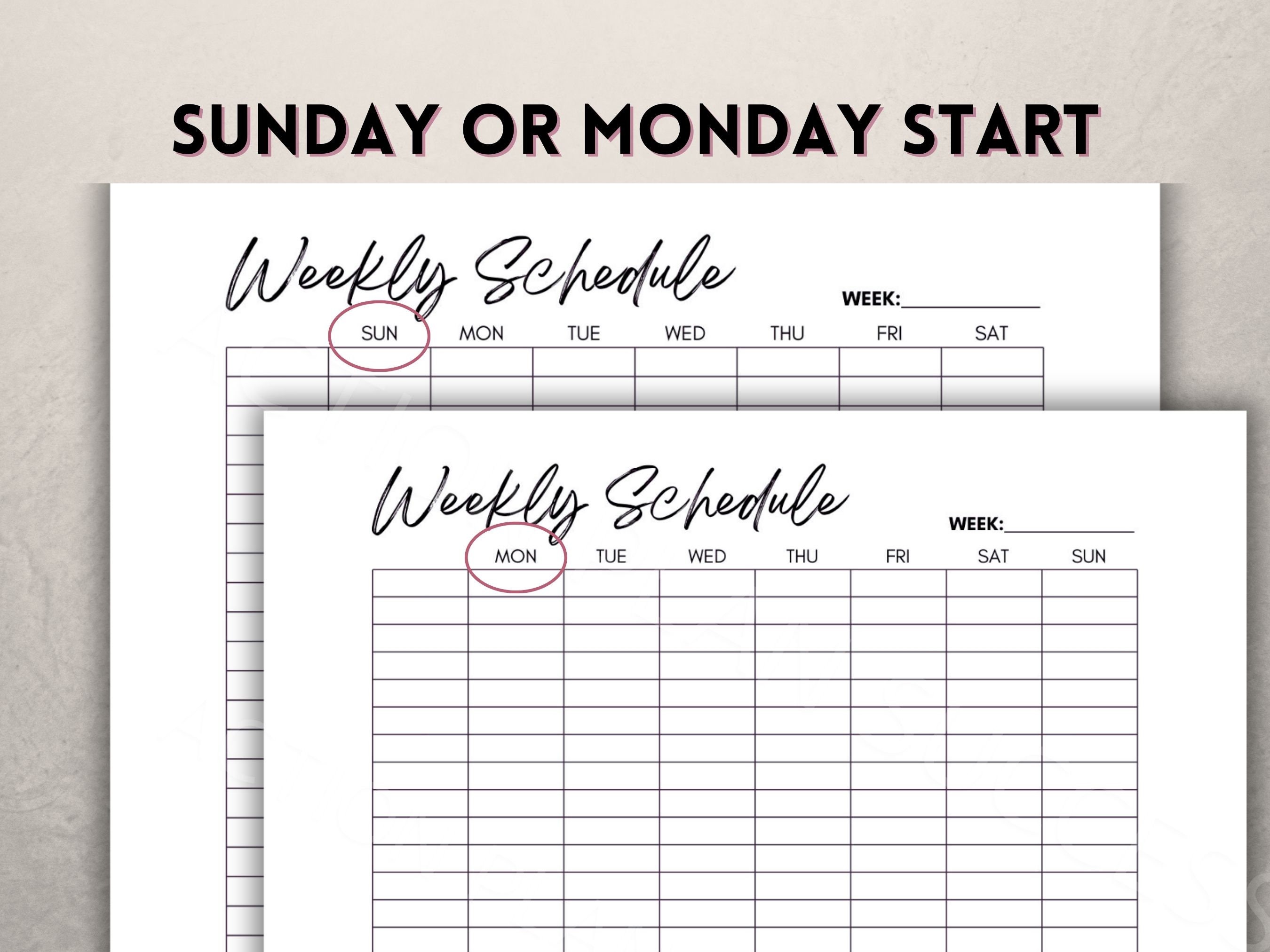 Weekly Schedule Template, Printable Weekly at a Glance Blank Planner ...