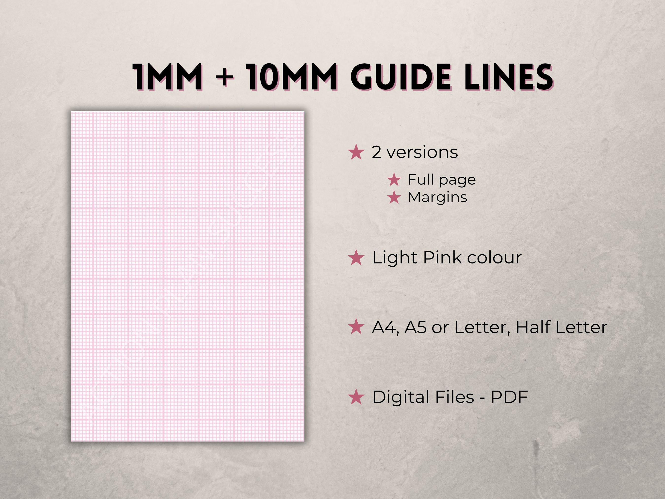 Printable Graph Paper for School, 1mm and 10mm/1cm, Pink Science ...