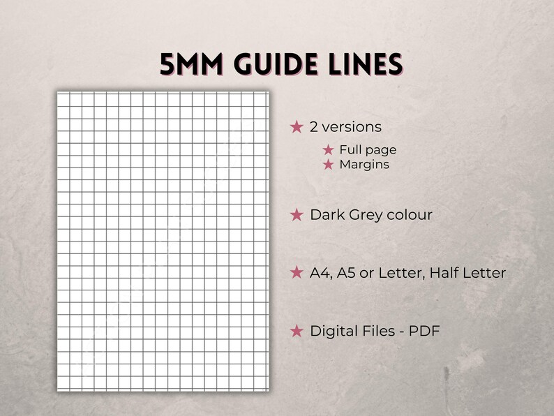 5mm Grid Paper Printable, Digital Graph 0.5cm Template Planner Inserts ...