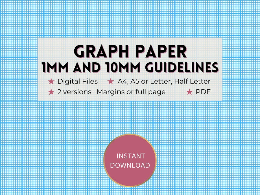 Printable Graph Paper, 1mm and 10mm/1cm, Sky Blue Guidelines Grid ...
