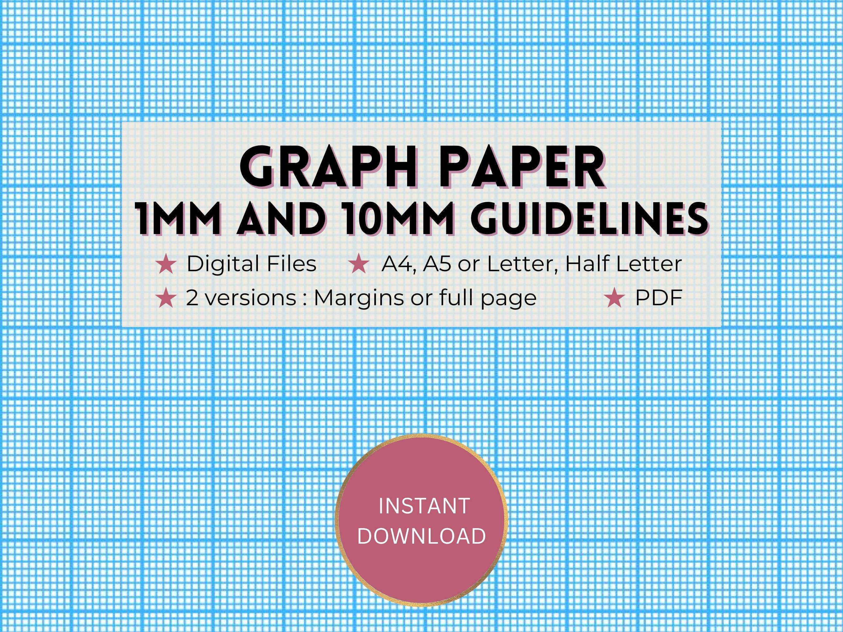 Printable Graph Paper, 1mm and 10mm/1cm, Sky Blue Guidelines Grid ...