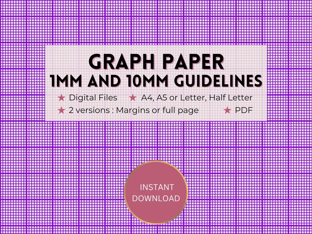 Printable Graph Paper, 1mm and 10mm/1cm Purple Guideline Grid Template ...