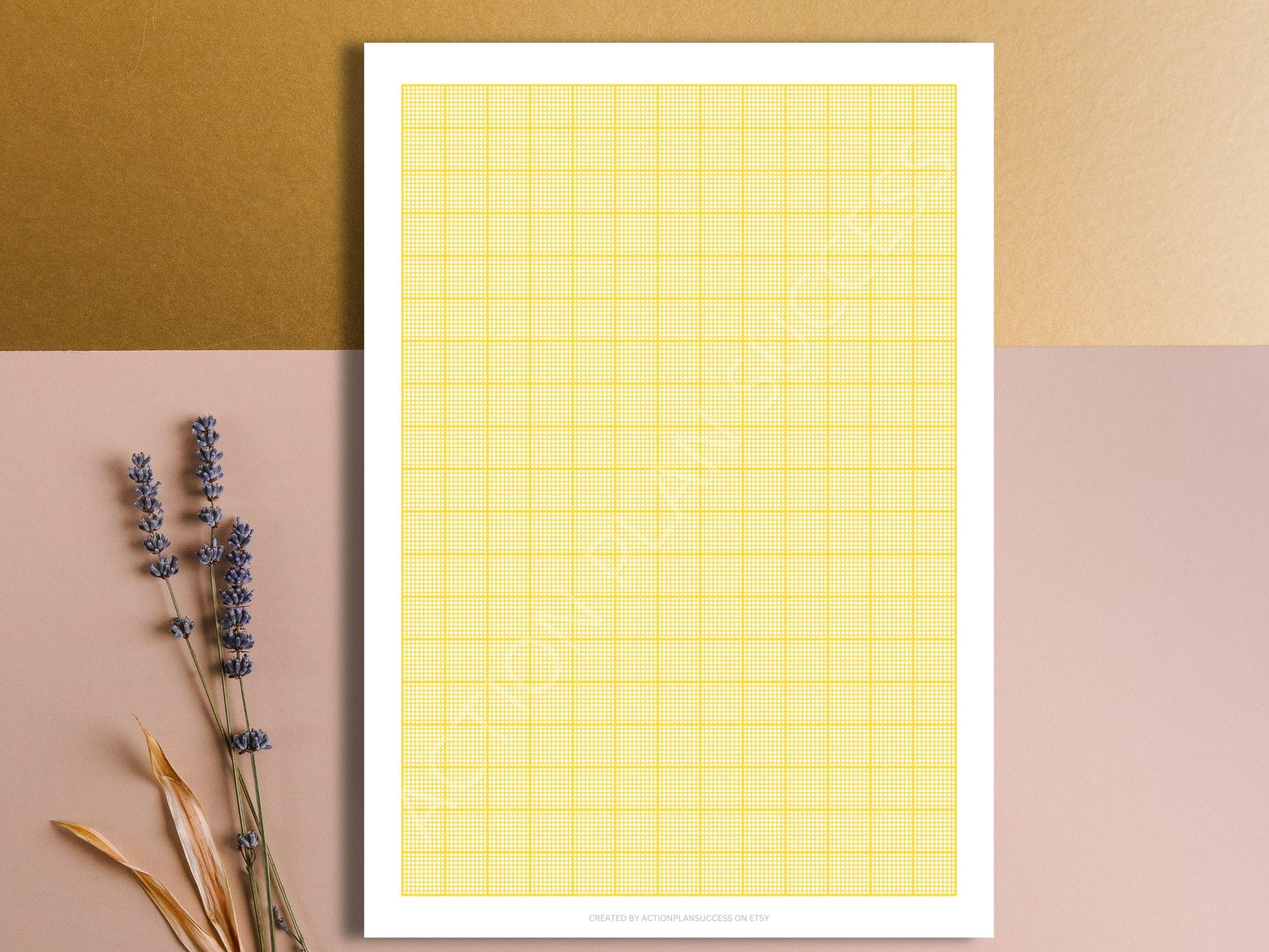 Printable Yellow Graph Paper, 1mm + 10mm/1cm Guideline Grid Template ...