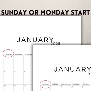 2025 Monthly Calendar Printable, 12 Month Yearly Portrait Organiser ...