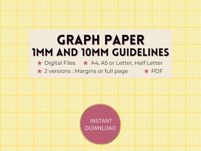 Printable Yellow Graph Paper, 1mm + 10mm/1cm Guideline Grid Template ...