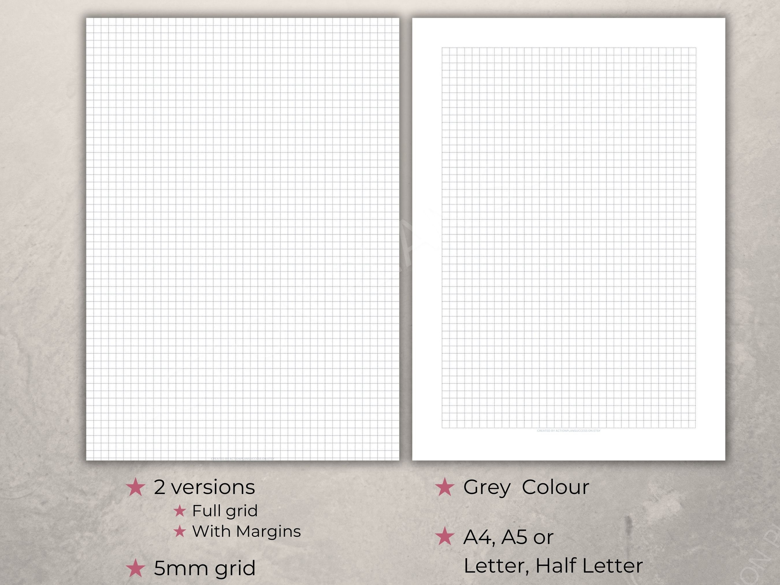 Digital Grid Paper, Printable Graph Planner Inserts, Downloadable PDF ...