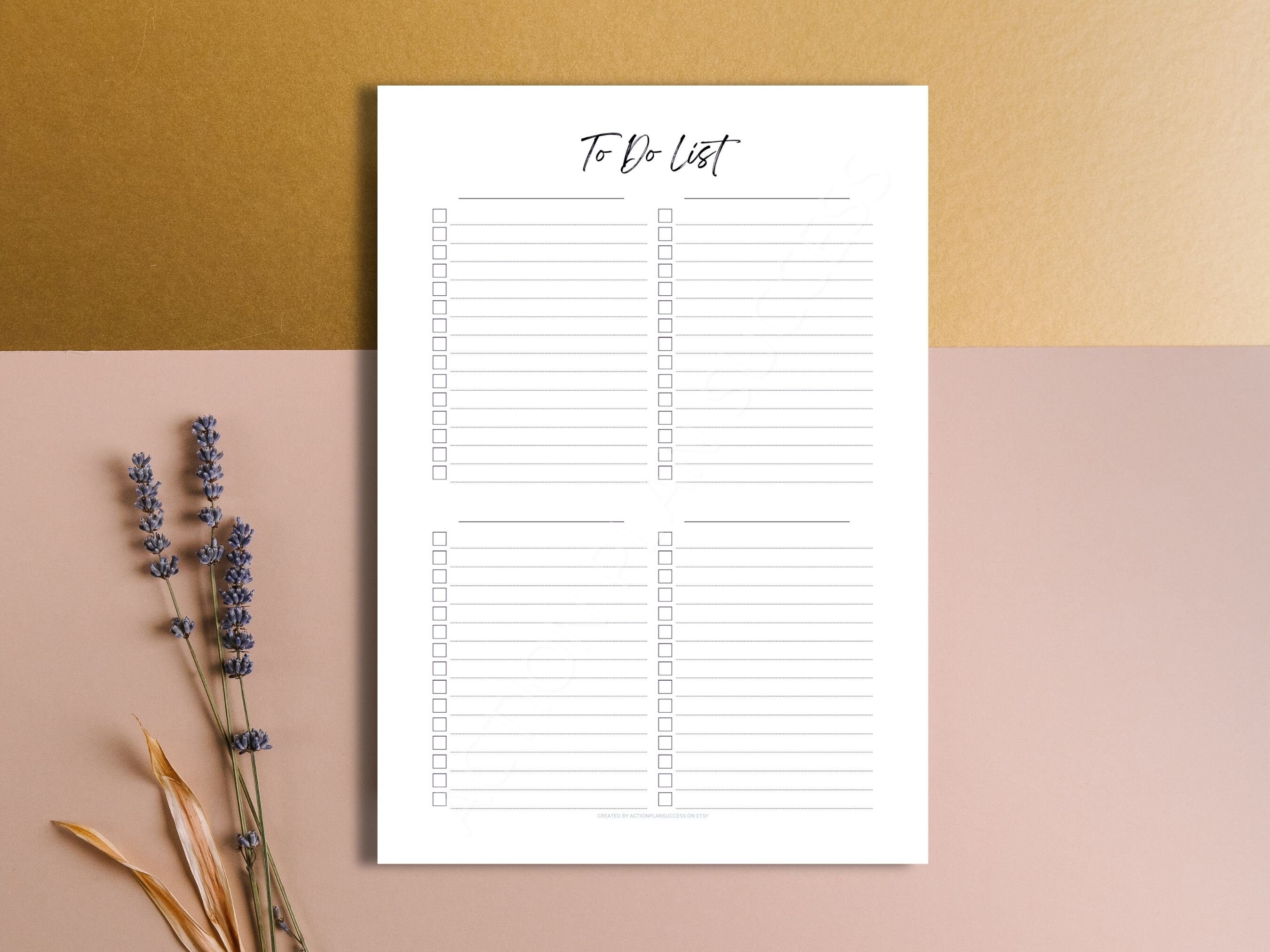 To Do List With 4 Categories, Printable Task List PDF Template ...
