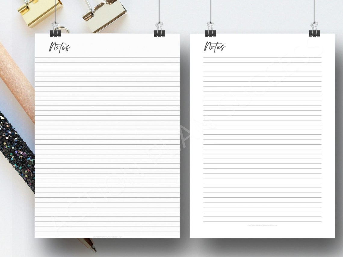 Printable Lined Paper, Digital Download Notes, 7mm Spaced Portrait PDF ...