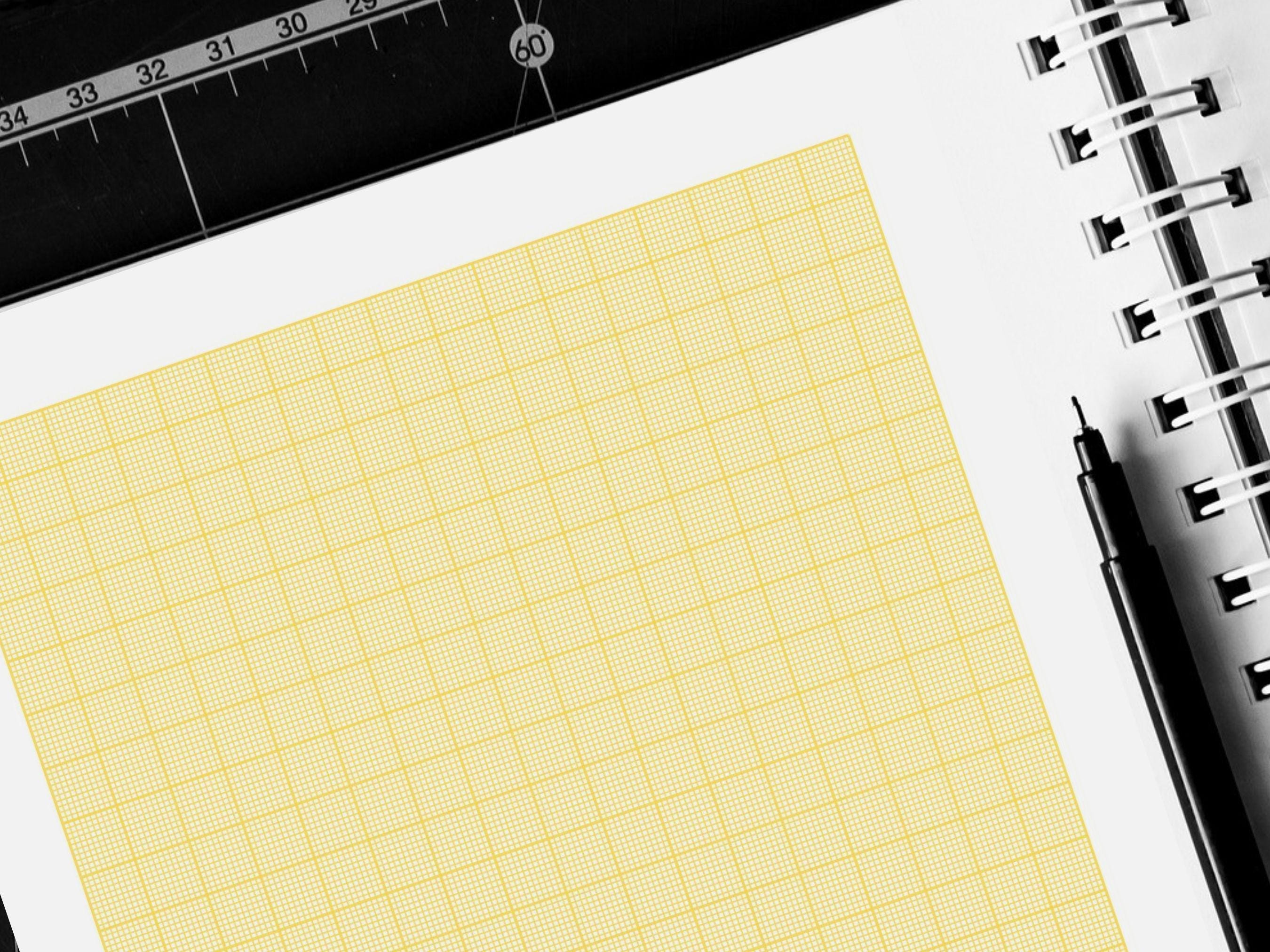 Printable Yellow Graph Paper, 1mm + 10mm/1cm Guideline Grid Template ...