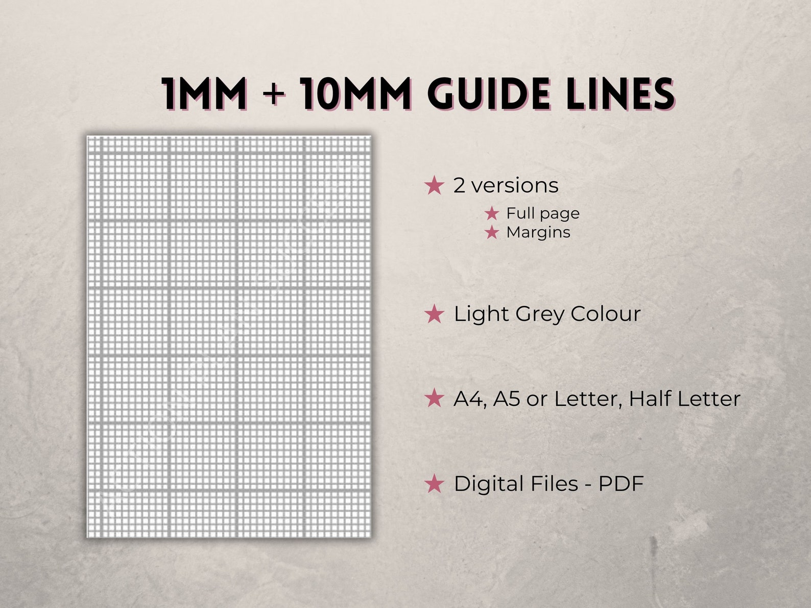Printable Graph Paper, 1mm and 10mm/1cm Guideline Grid Template, Full ...