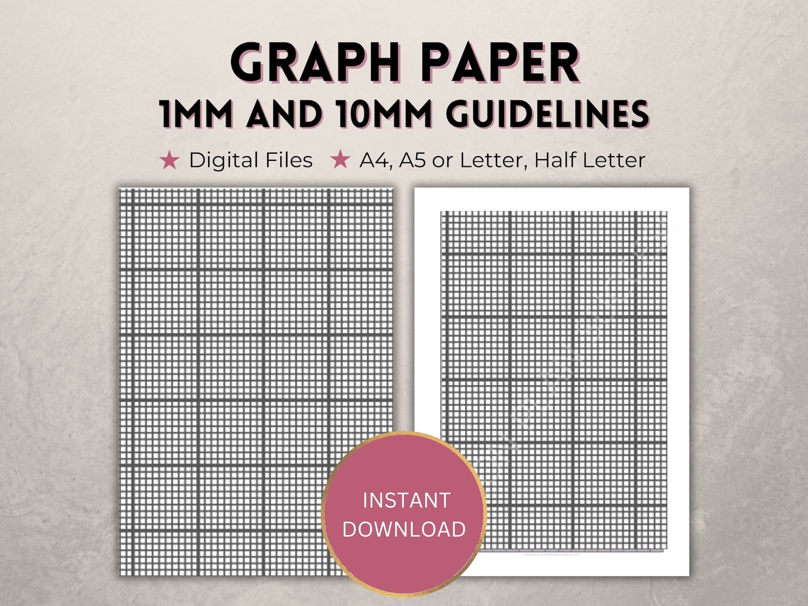 Printable Graph Paper, 1mm and 10mm/1cm Grey Guideline Grid Template ...