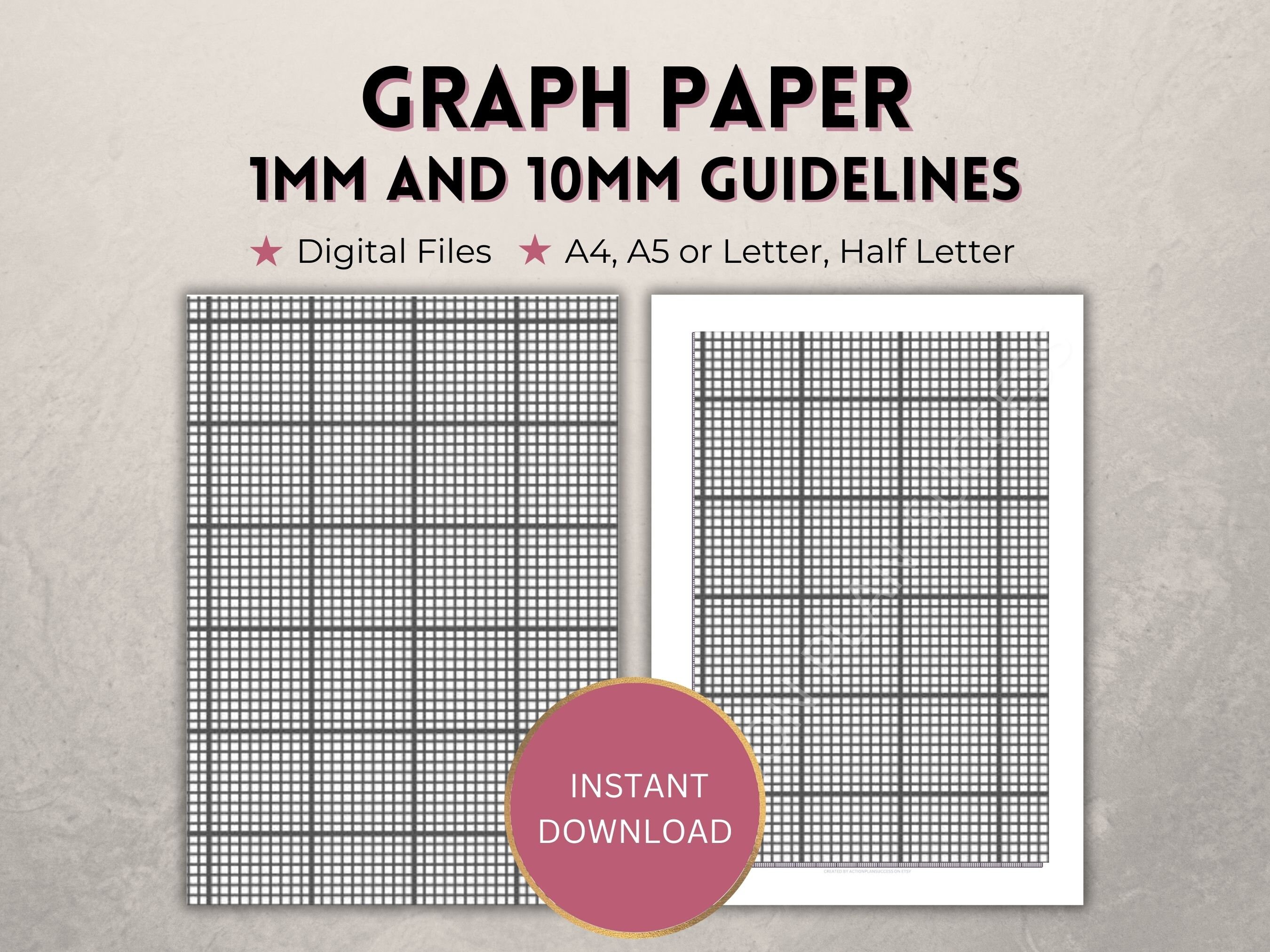 Printable Graph Paper, 1mm and 10mm/1cm Grey Guideline Grid Template ...