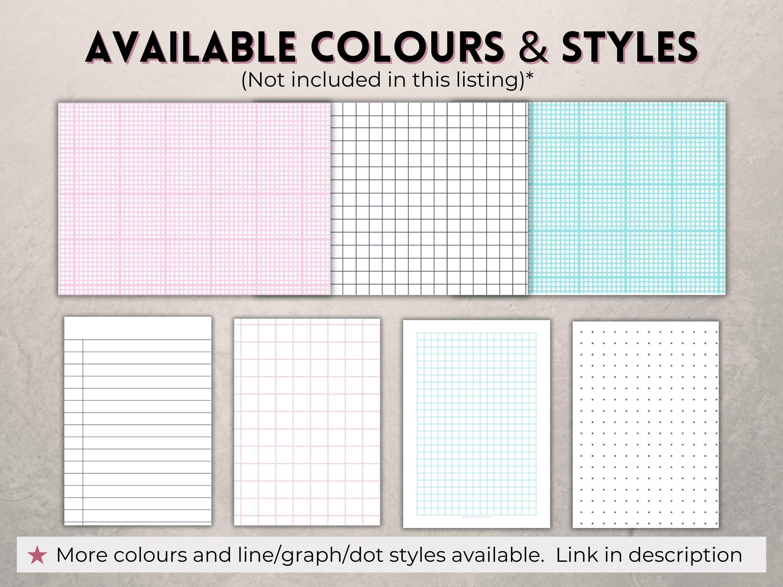Digital Grid Paper, Printable Graph Planner Inserts, PDF for Journal ...