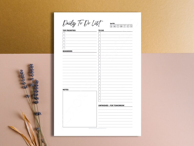 Daily to Do List Printable, Detailed Task List Template, Portrait ...
