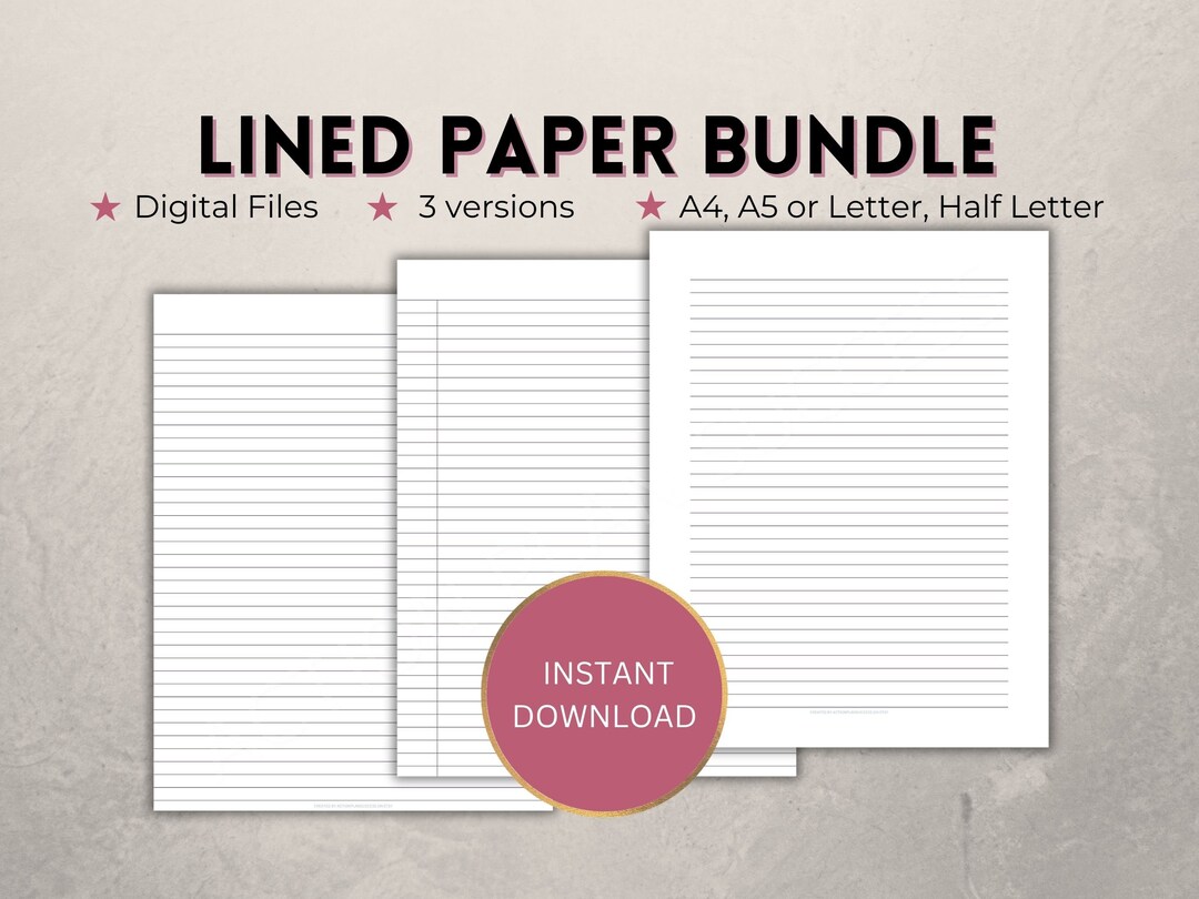 Printable Lined Paper, Digital Download Notes, 7mm Spaced Portrait PDF ...