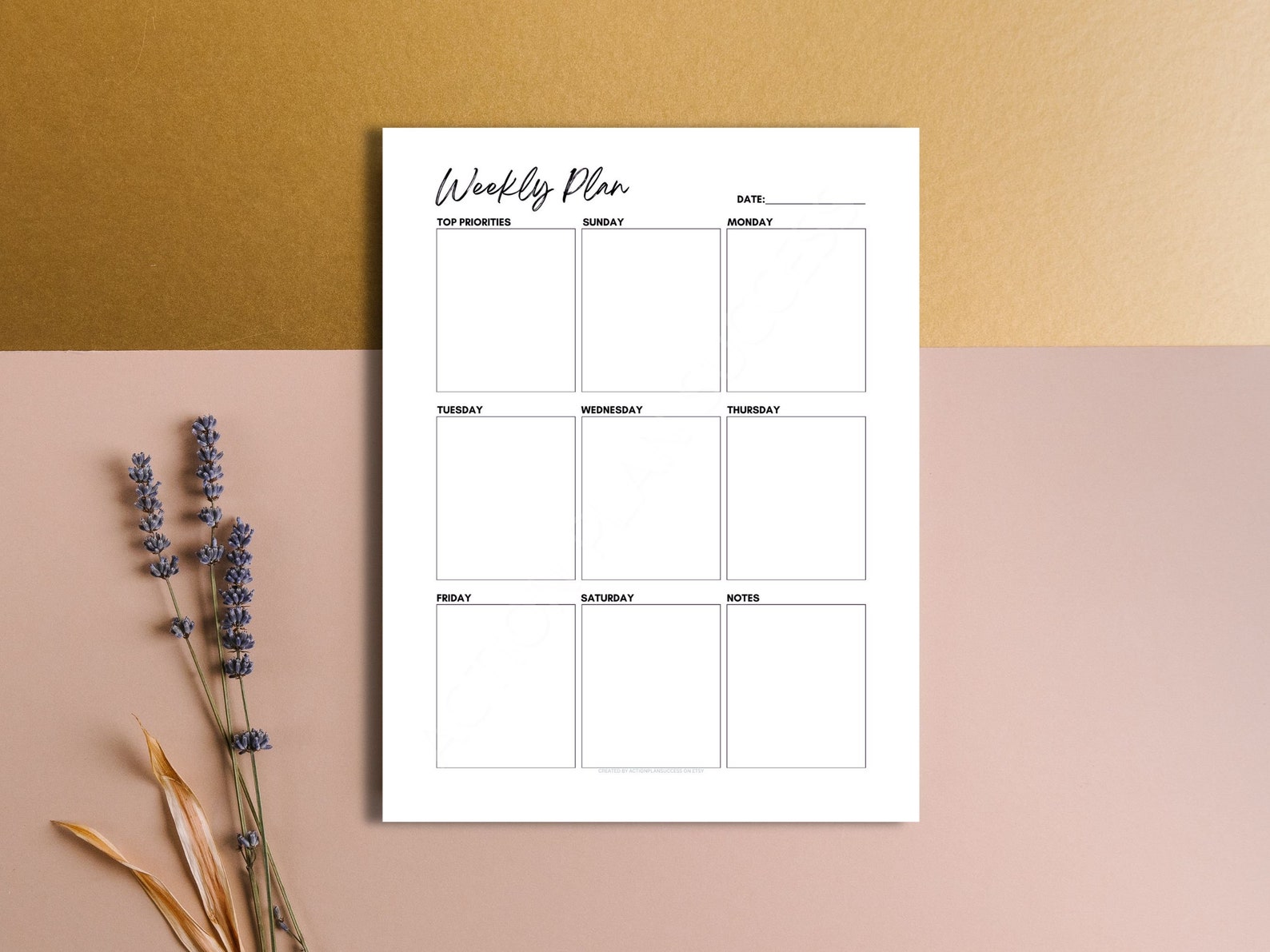 Weekly Planner Printable, Week at a Glance Organiser, Minimalist Agenda ...