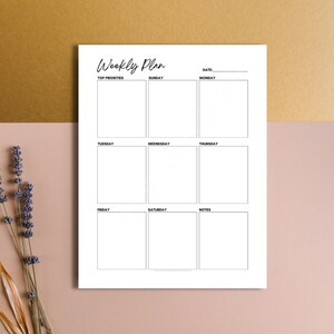 Weekly Planner Printable, Week at a Glance Organiser, Minimalist Agenda ...