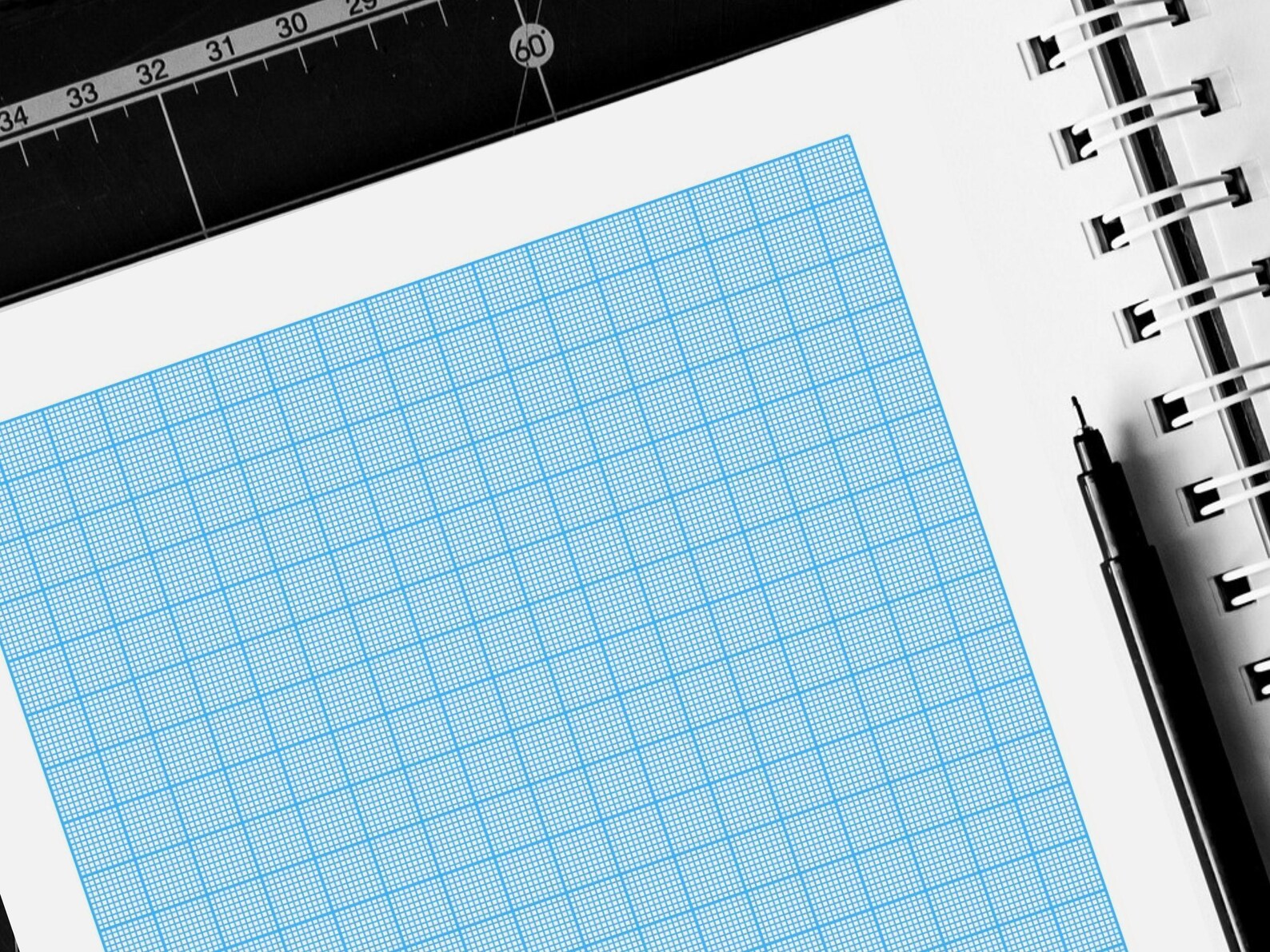 Printable Graph Paper, 1mm and 10mm/1cm, Sky Blue Guidelines Grid ...