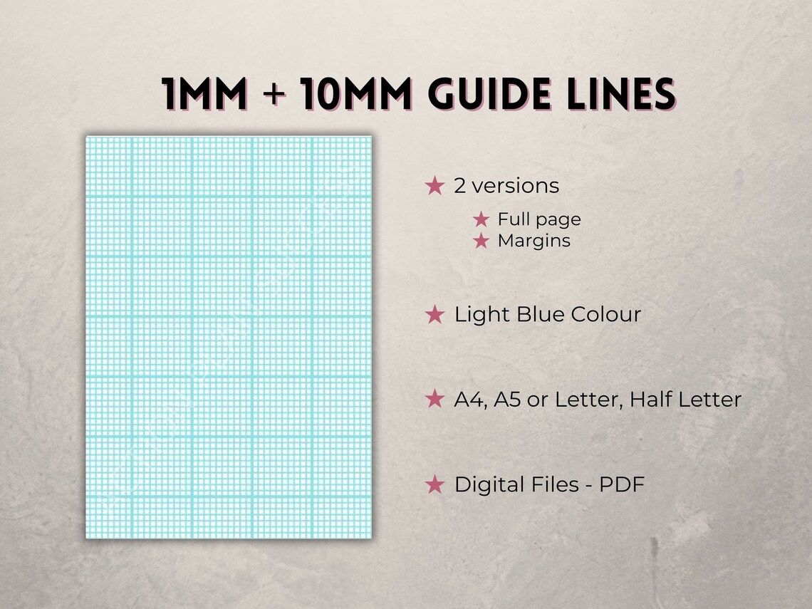 Printable Graph Paper, 1mm and 10mm/1cm, Blue Guidelines Grid Template ...
