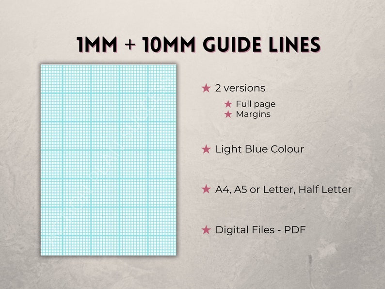 Printable Graph Paper, 1mm and 10mm/1cm, Blue Guidelines Grid Template ...
