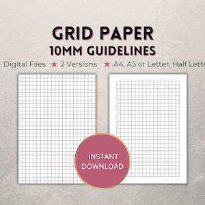 Printable Grid Paper, Dark Grey 10mm Guidelines, Instant Download Graph ...