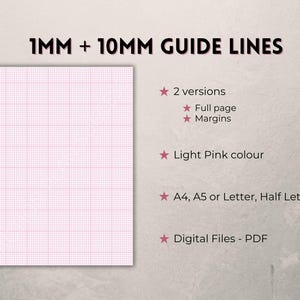 Printable Graph Paper, 1mm and 10mm/1cm Pink Guideline Grid Template, Full Page and Margins ...