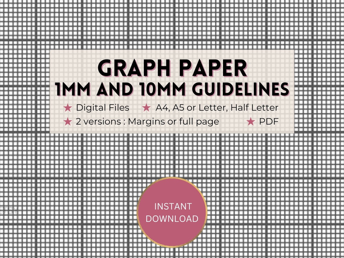 Printable Graph Paper, 1mm and 10mm/1cm Guideline Grid Template, Full ...