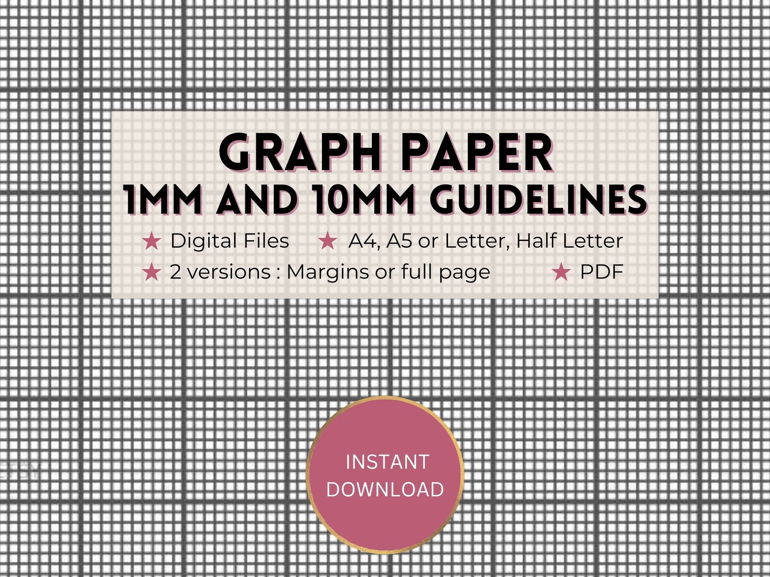 Printable Graph Paper, 1mm and 10mm/1cm Guideline Grid Template, Full ...
