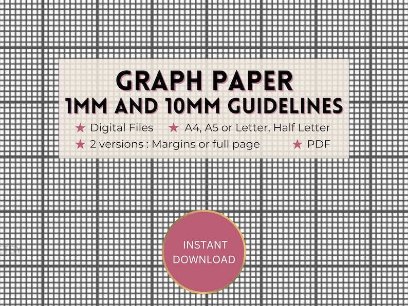 Printable Graph Paper, 1mm and 10mm/1cm Guideline Grid Template, Full ...
