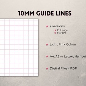 Printable Grid Paper, Light Pink 10mm Guidelines, Instant Download ...