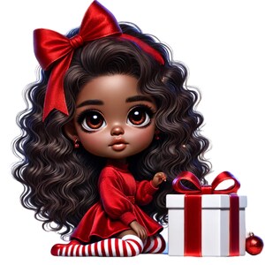 Christmas Chibi Girl Clipart Bundle: 14 Cute Chibi Girls in Festive Red ...