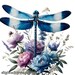 Whimsical Wings:30jpg Piece Dragonfly & Floral Watercolor Clipart ...
