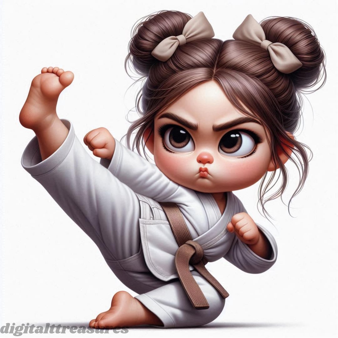 12 Chibi Kungfu Girl Clipart - Karate Girls | JPG With White Background ...