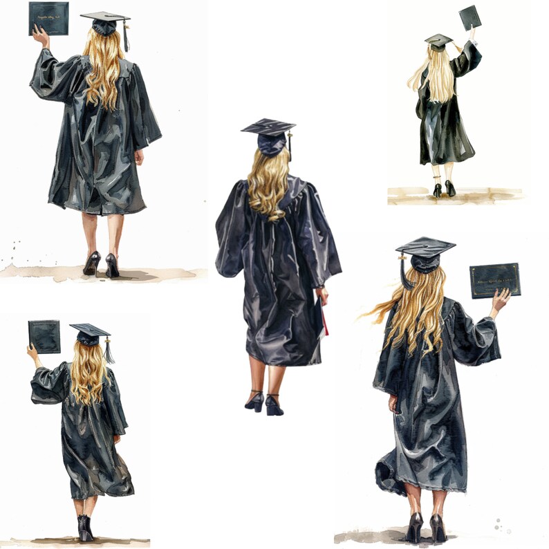 Class of Excellence: 37 Watercolor Graduation Clipart With Caps ...