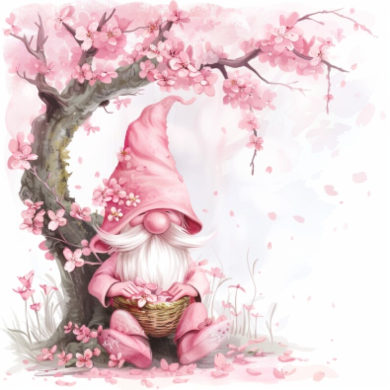 14 Coquette Blossom Gnomes Clipart Cute Floral Gnome JPG Collection ...