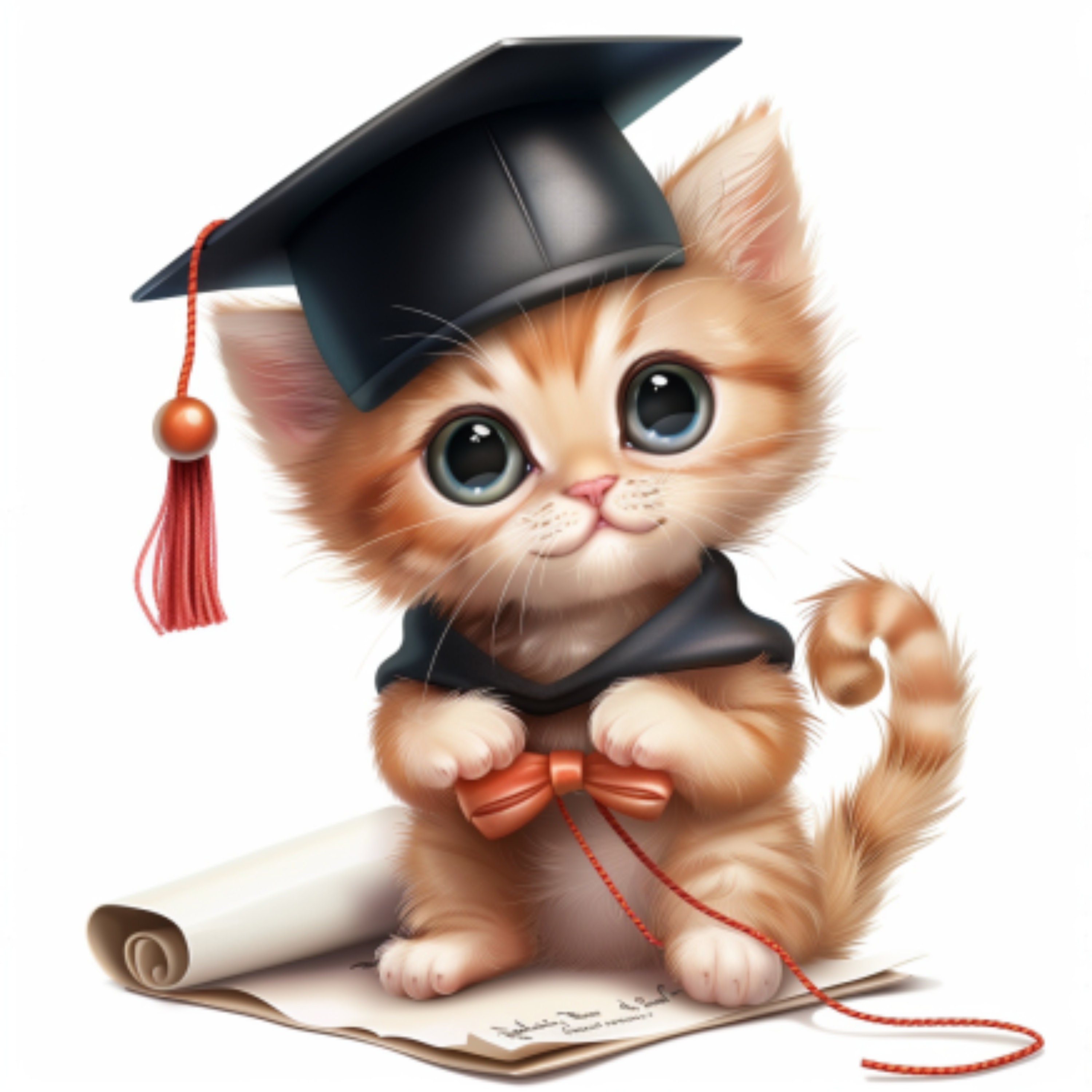 Tiny Graduates: 12 Cute Kittens With Graduation Caps Clipart Bundle ...