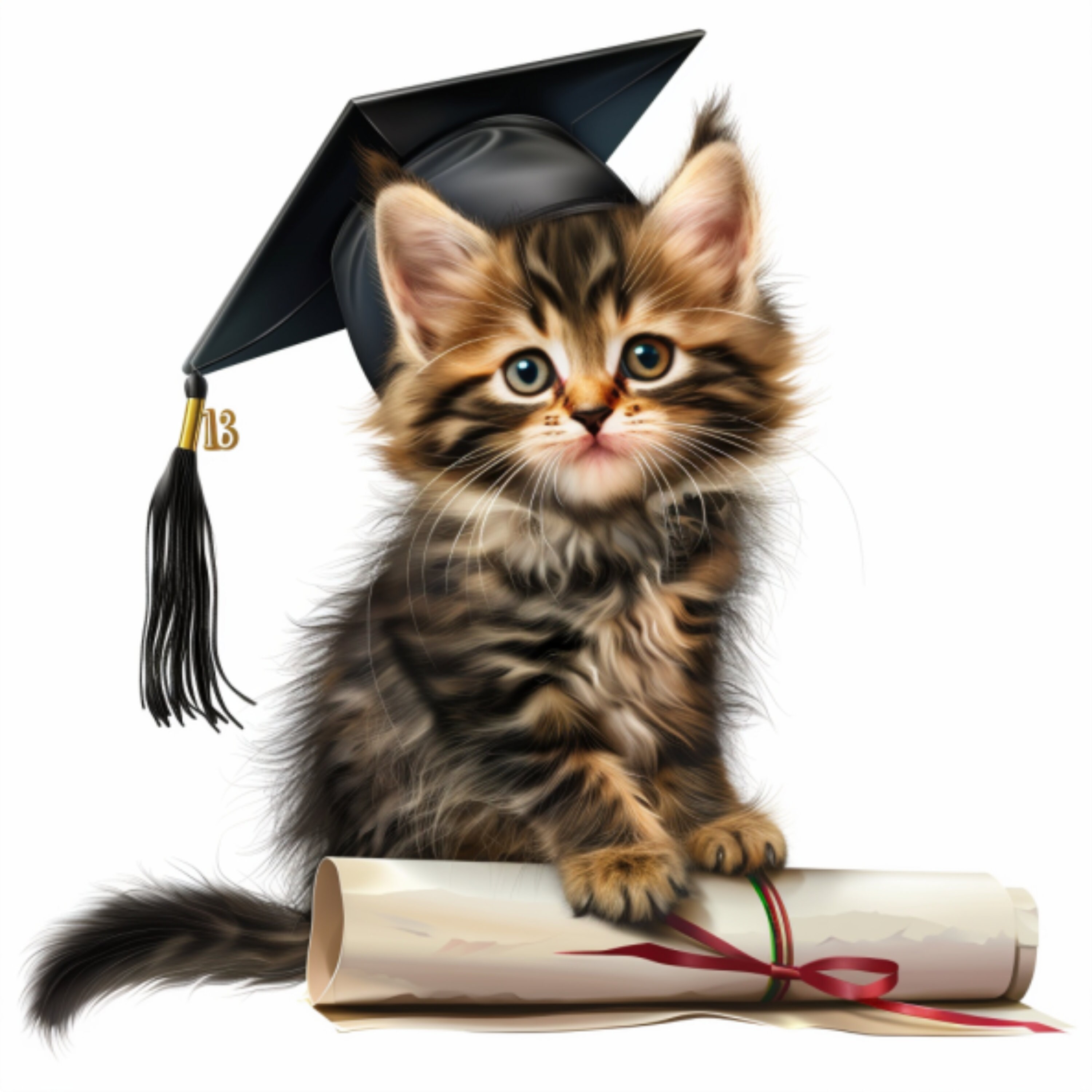 Tiny Graduates: 12 Cute Kittens With Graduation Caps Clipart Bundle ...