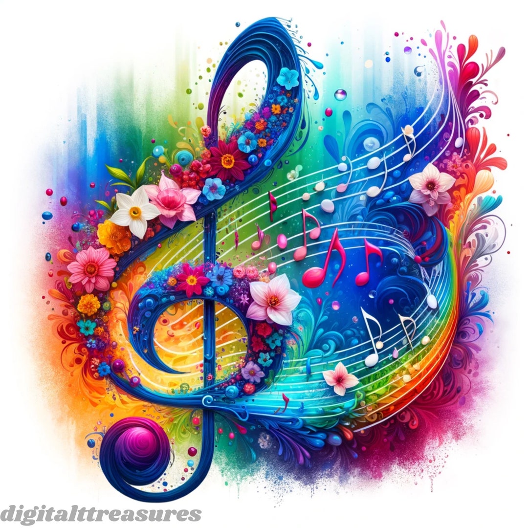 Music Notes Clipart - 16 Vibrant Watercolor Pngs for Digital Download ...