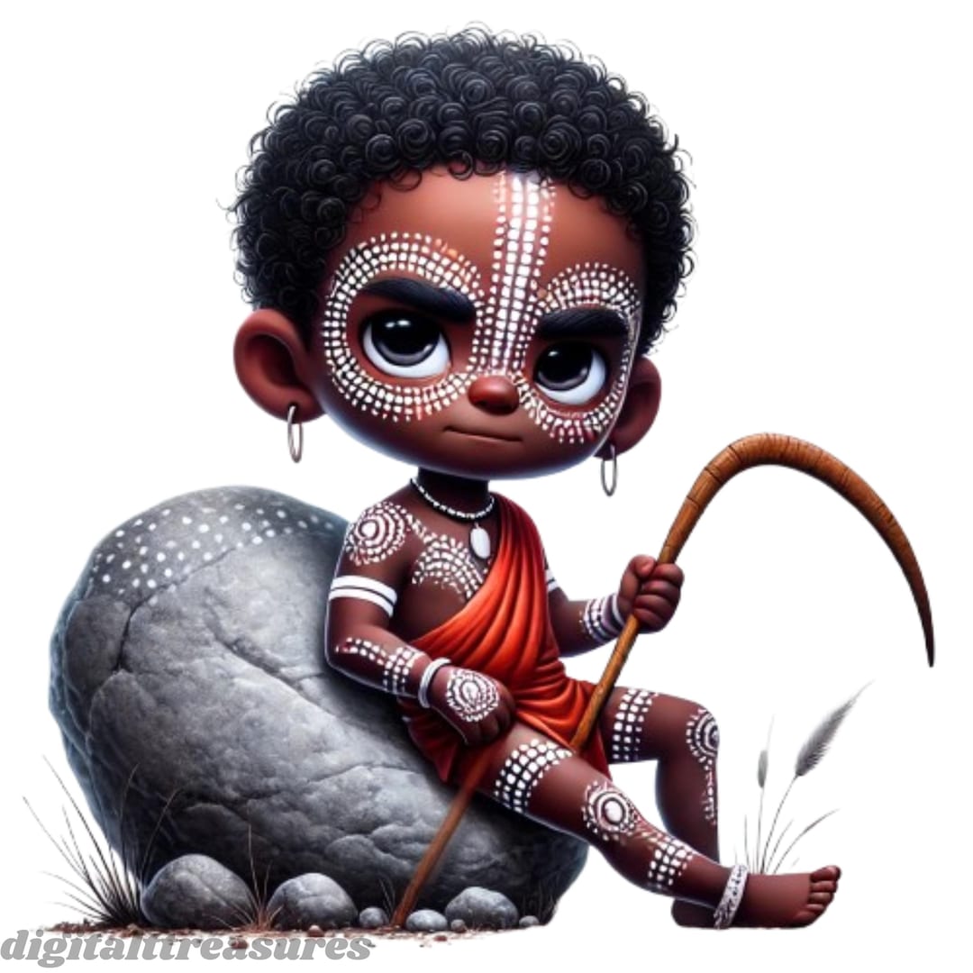Chibi Aboriginal Boys Clipart Bundle: Cultural Illustrations (digital ...