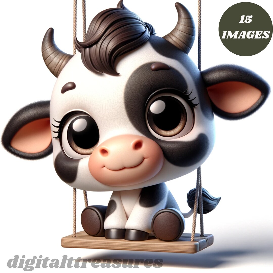 Farmyard Fun: 15 Cute Cow Clipart Bundle Adorable Farm & Barn Animal ...