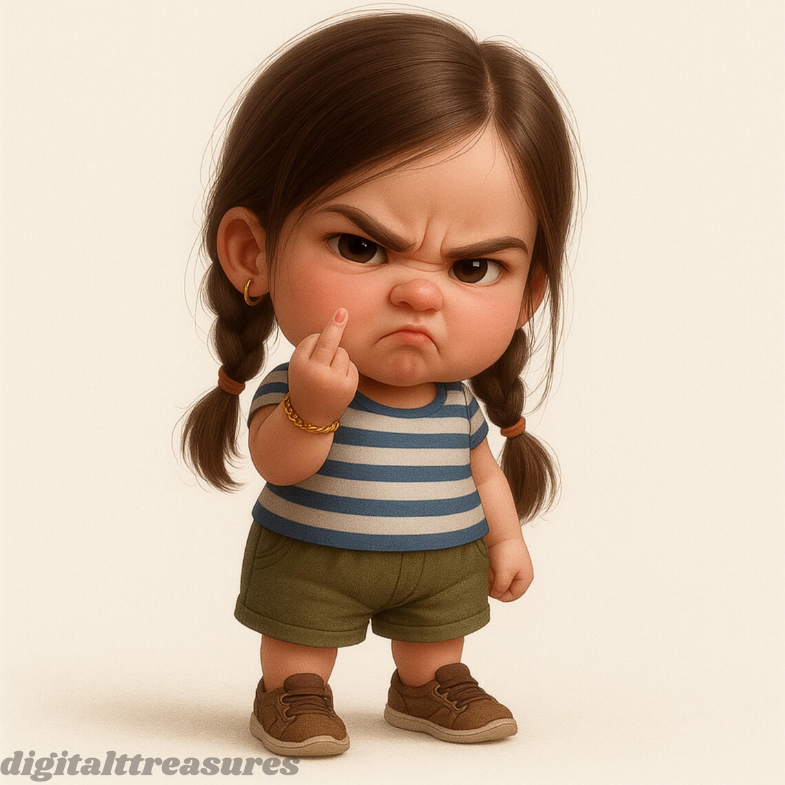 Angry Chibi Toddler Girl Clipart: Funny Baby Doll Illustrations (12 ...