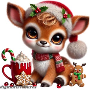 Festive Baby Reindeer Delight: 14 Adorable Santa Hat Reindeer With ...