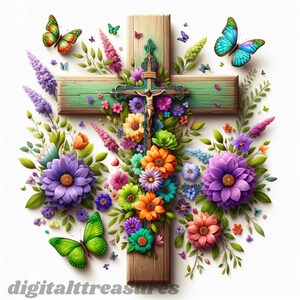 Spring Faith: 20 Watercolor Floral Cross Collection - JPG Flower ...