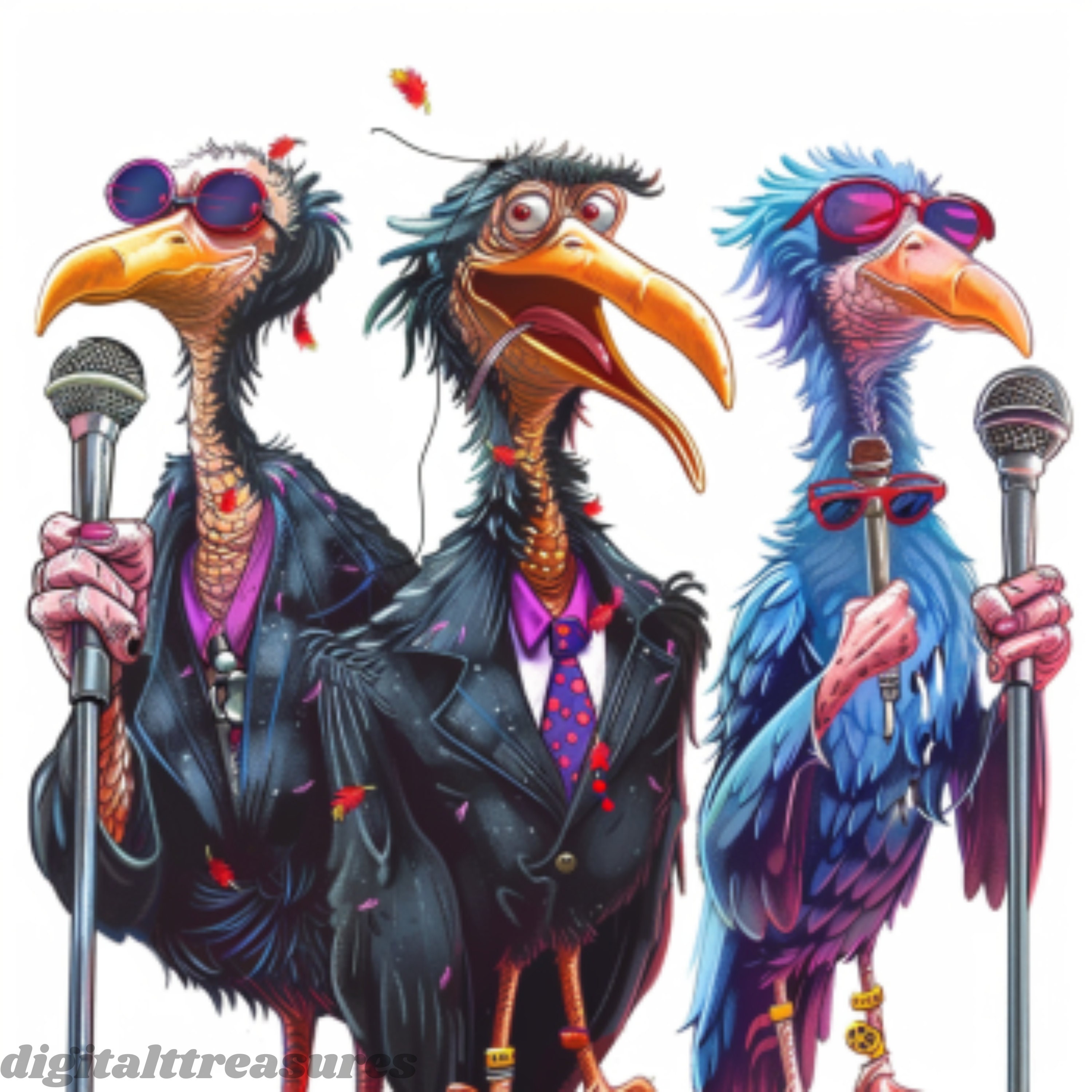 16 Funny Birds Watercolor Clipart Vulture & Quirky Birds Are Singing ...