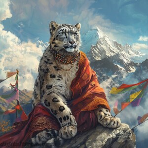 Snow Leopard in Tibetan Monk Robes Clipart - 16 High-quality Jpgs ...