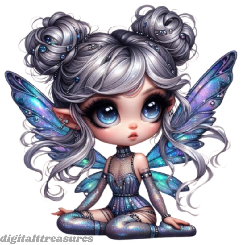 Whimsical Chibi-style Fairy Clipart Bundle | 12 JPG Images on White ...