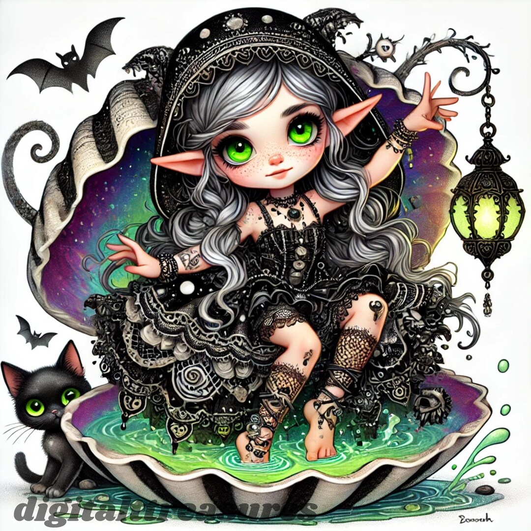 Chatgpt 4 & Dalle-3 Prompts: Gothic Girl Gnome in Shell - Free DALL-E 3 ...