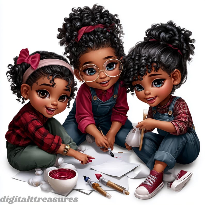 Afro American Kids Art & Craft Clipart Bundle – Creative Black Children ...