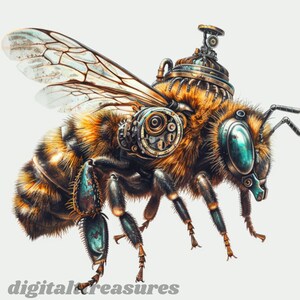 Steampunk Bee Clipart Bundle JPG Format Fantasy Insect Designs for Sublimation, Shirts, Junk ...