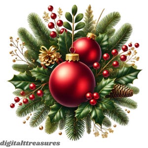 12 Christmas Clipart: Colorful Christmas Baubles for Festive Season ...